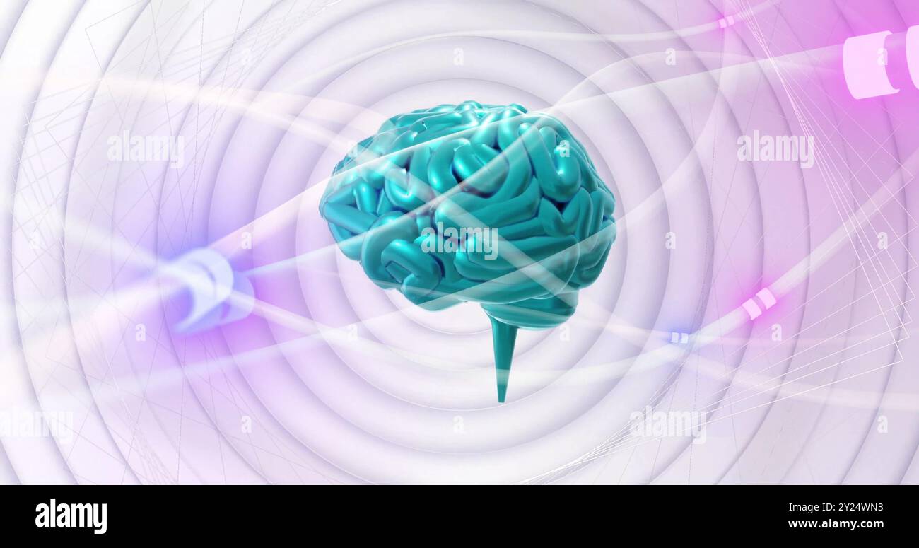 Image of digital brain spinning over connections Stock Photo - Alamy