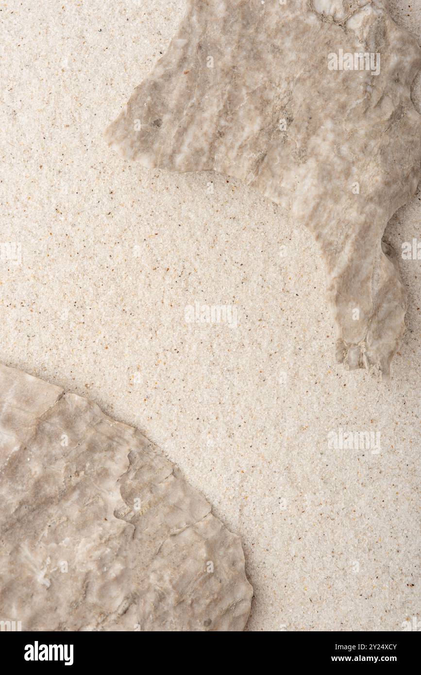 Natural cosmetic background for product presentation. Beige rocks on ...