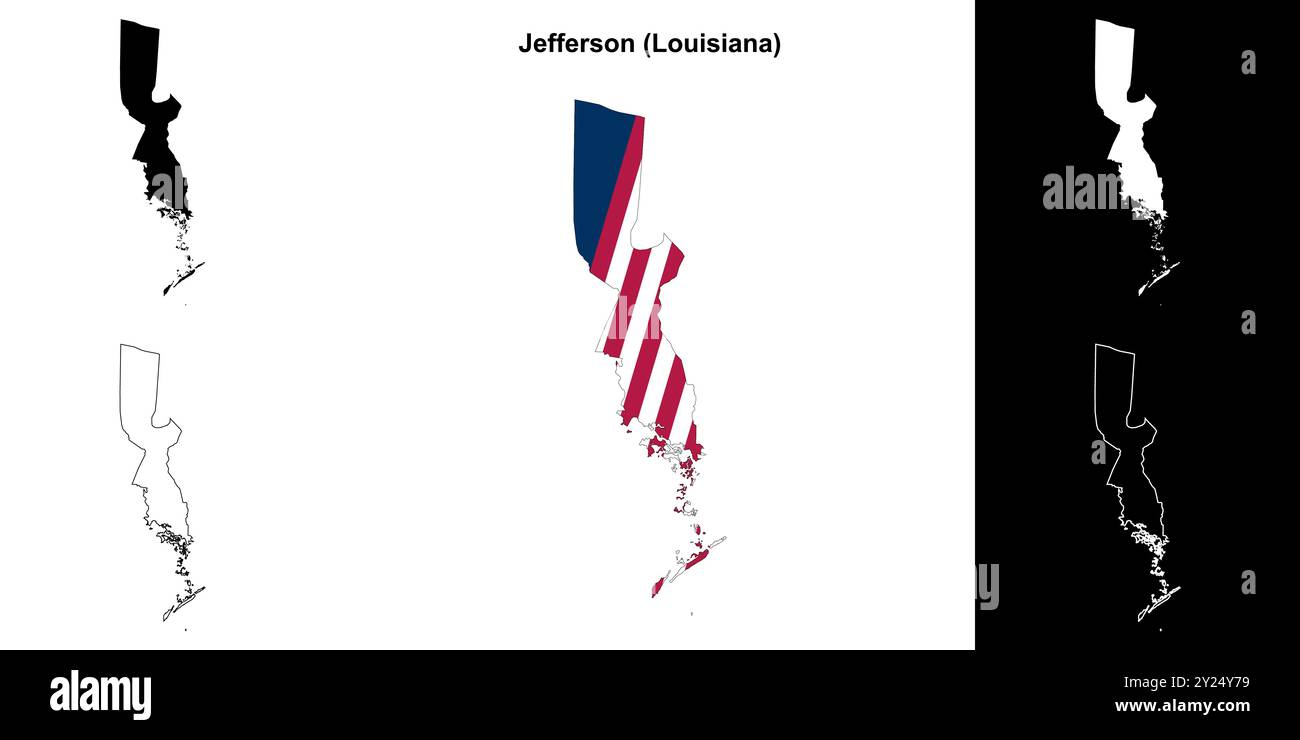 Jefferson Parish (Louisiana) outline map set Stock Vector Image & Art ...