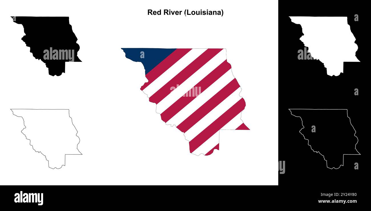 Red River Parish (Louisiana) outline map set Stock Vector Image & Art ...