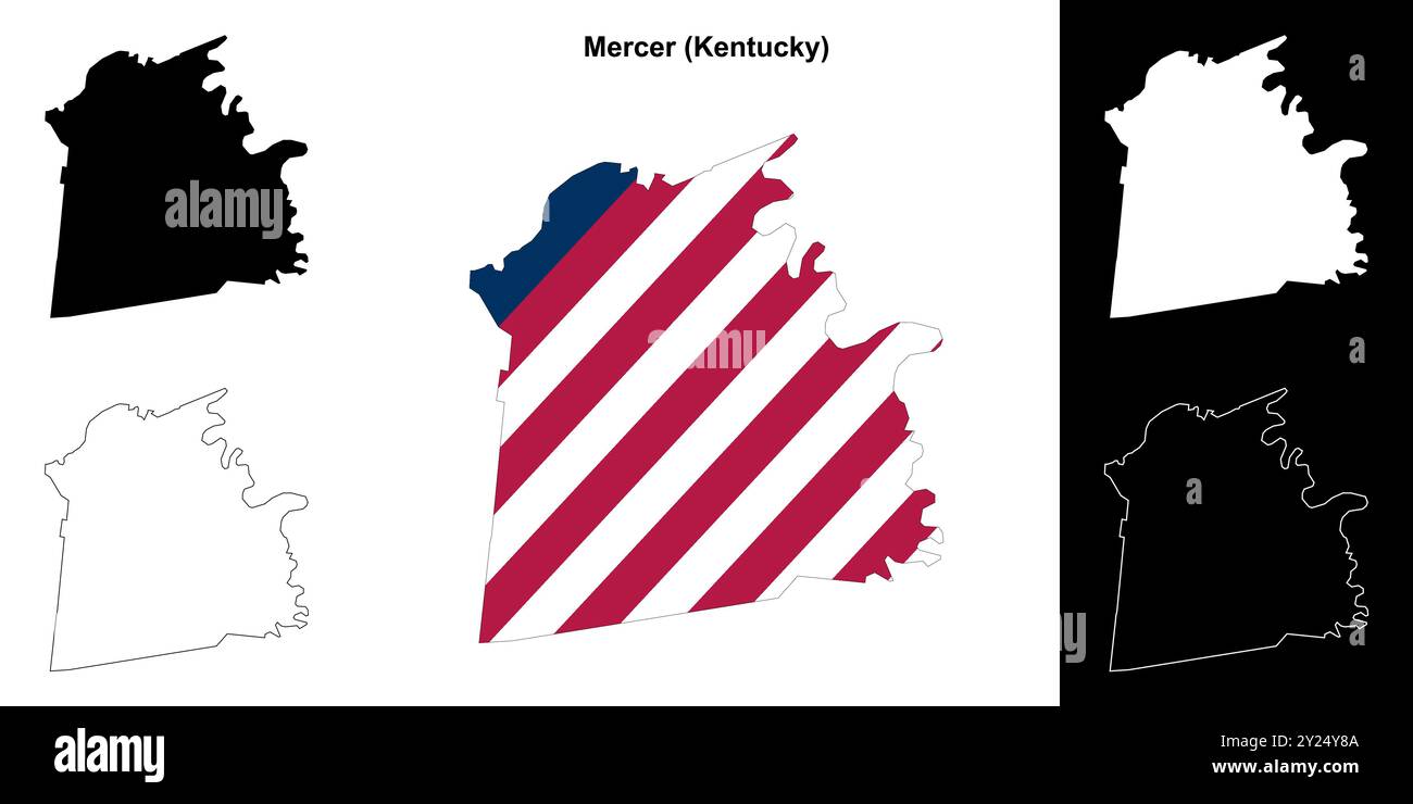 Mercer County (Kentucky) outline map set Stock Vector Image & Art - Alamy