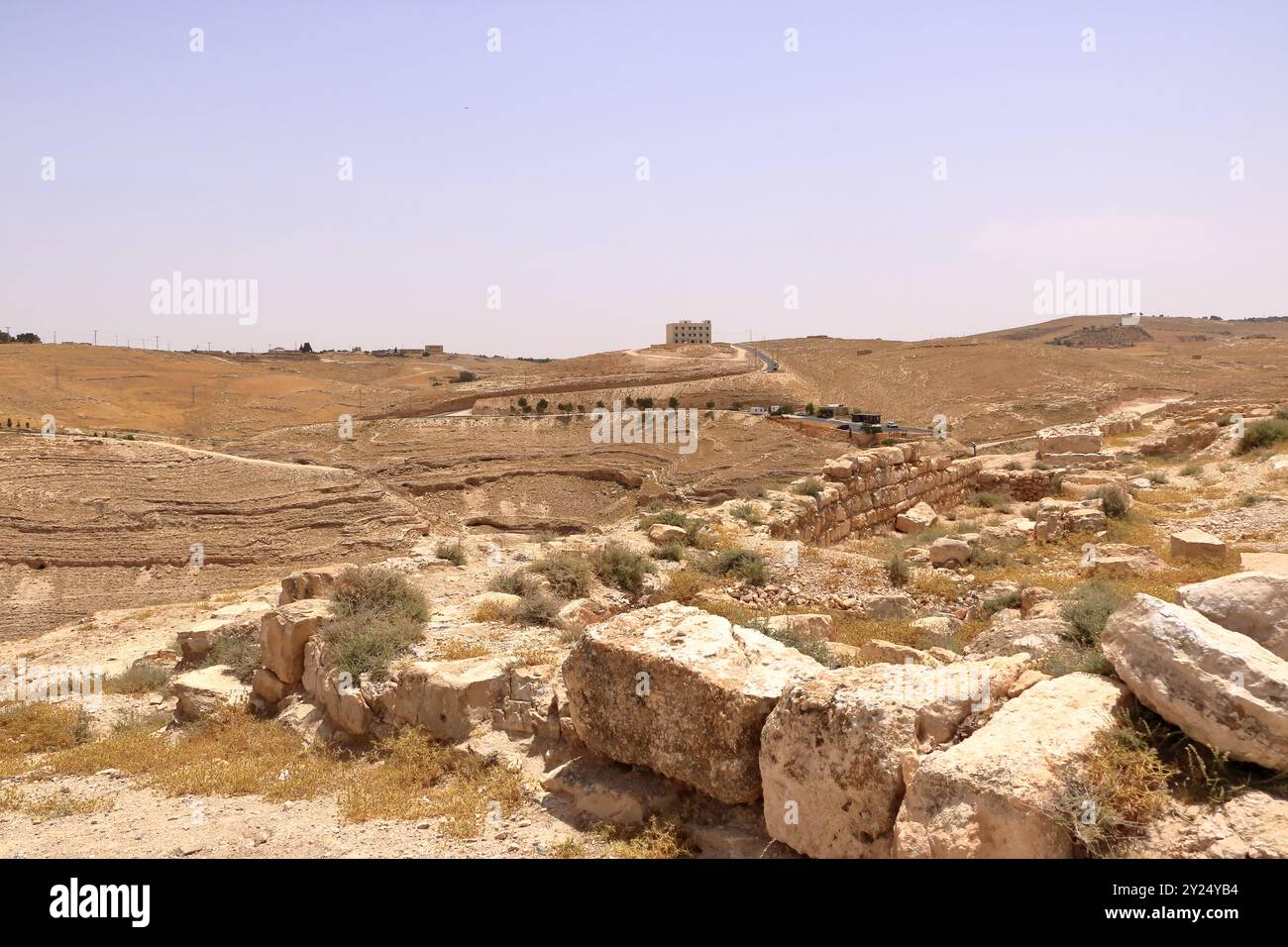 the Herod Castle ruins, Machaerus, fortified hilltop palace in Jordan ...