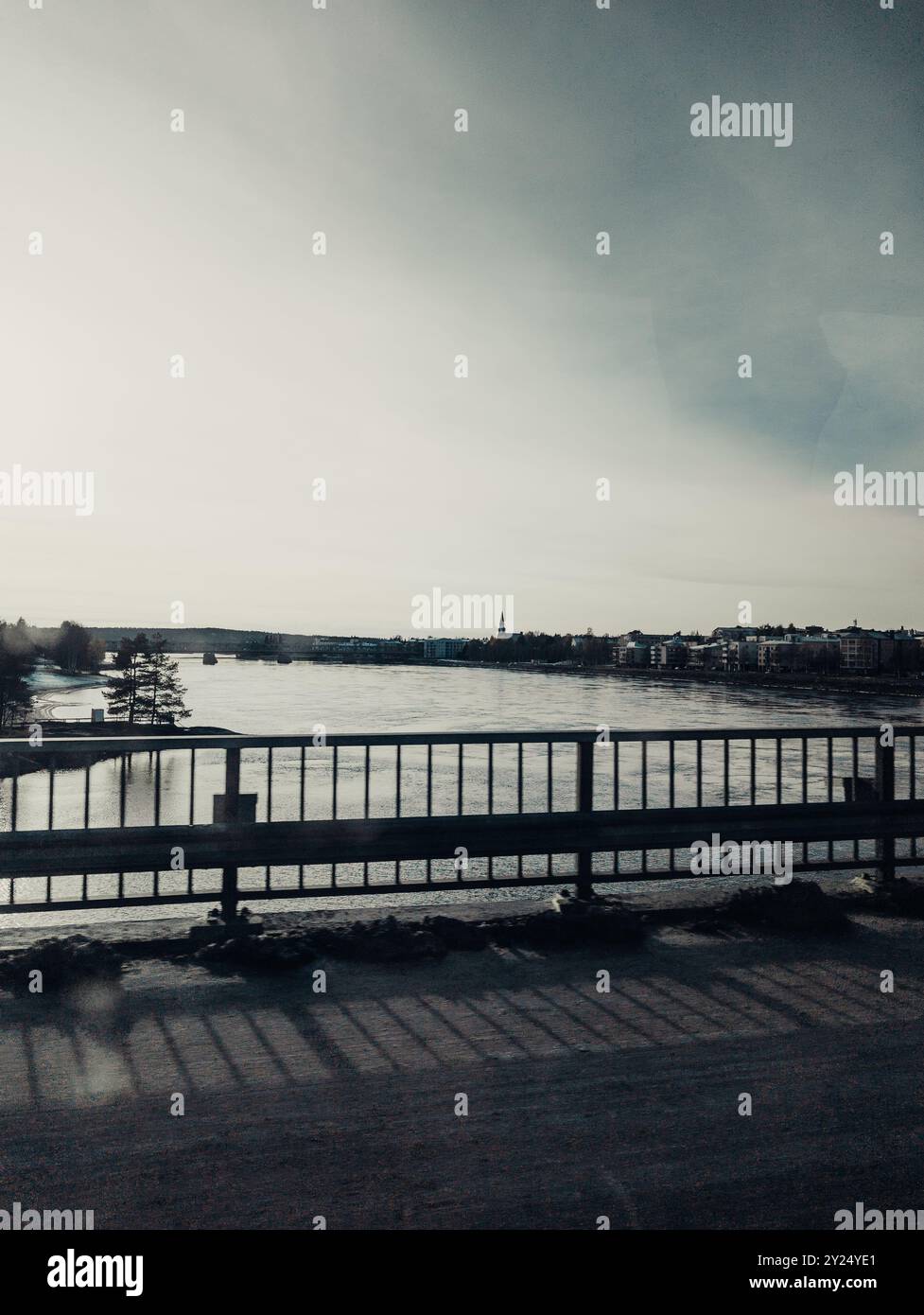 Ounasjoki river shot from Lumberjack Candlestick Bridge in Rovaniemi ...