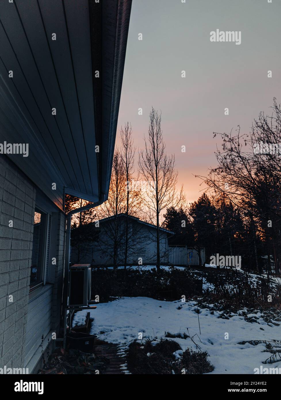 Sunrise over house in Rovaniemi, Lapland in autumn Stock Photo - Alamy