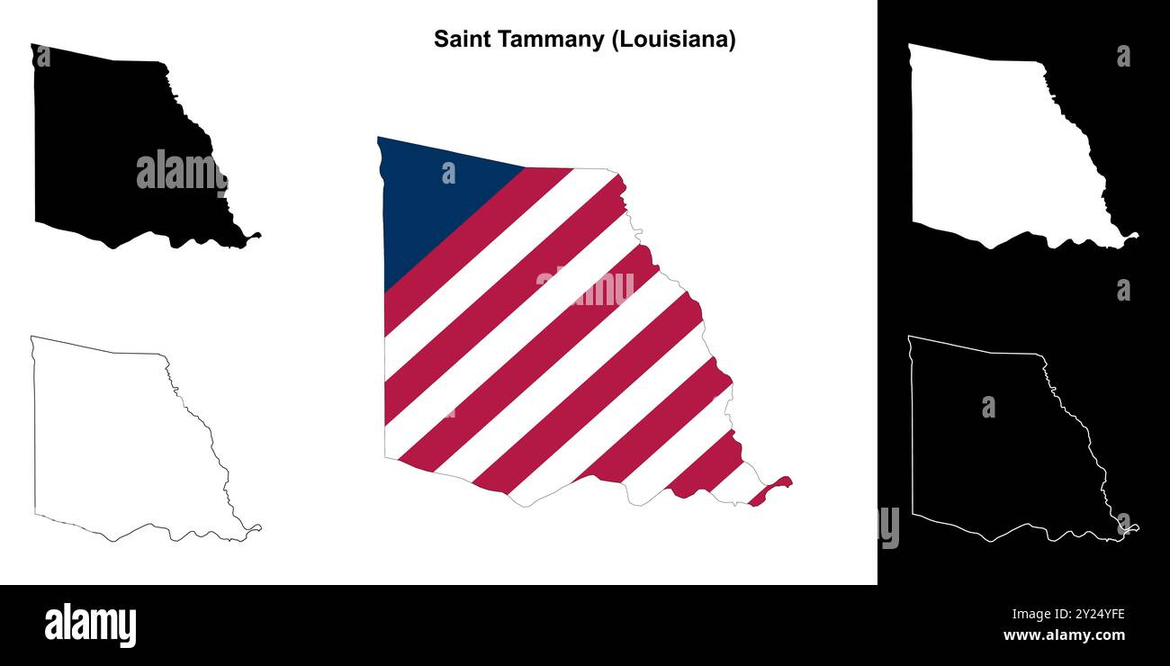 Saint Tammany Parish (Louisiana) outline map set Stock Vector Image ...