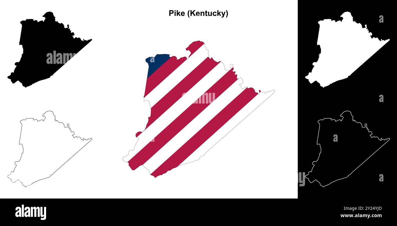 Pike County (Kentucky) outline map set Stock Vector Image & Art - Alamy