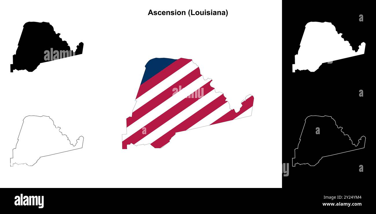 Ascension Parish (Louisiana) outline map set Stock Vector Image & Art ...