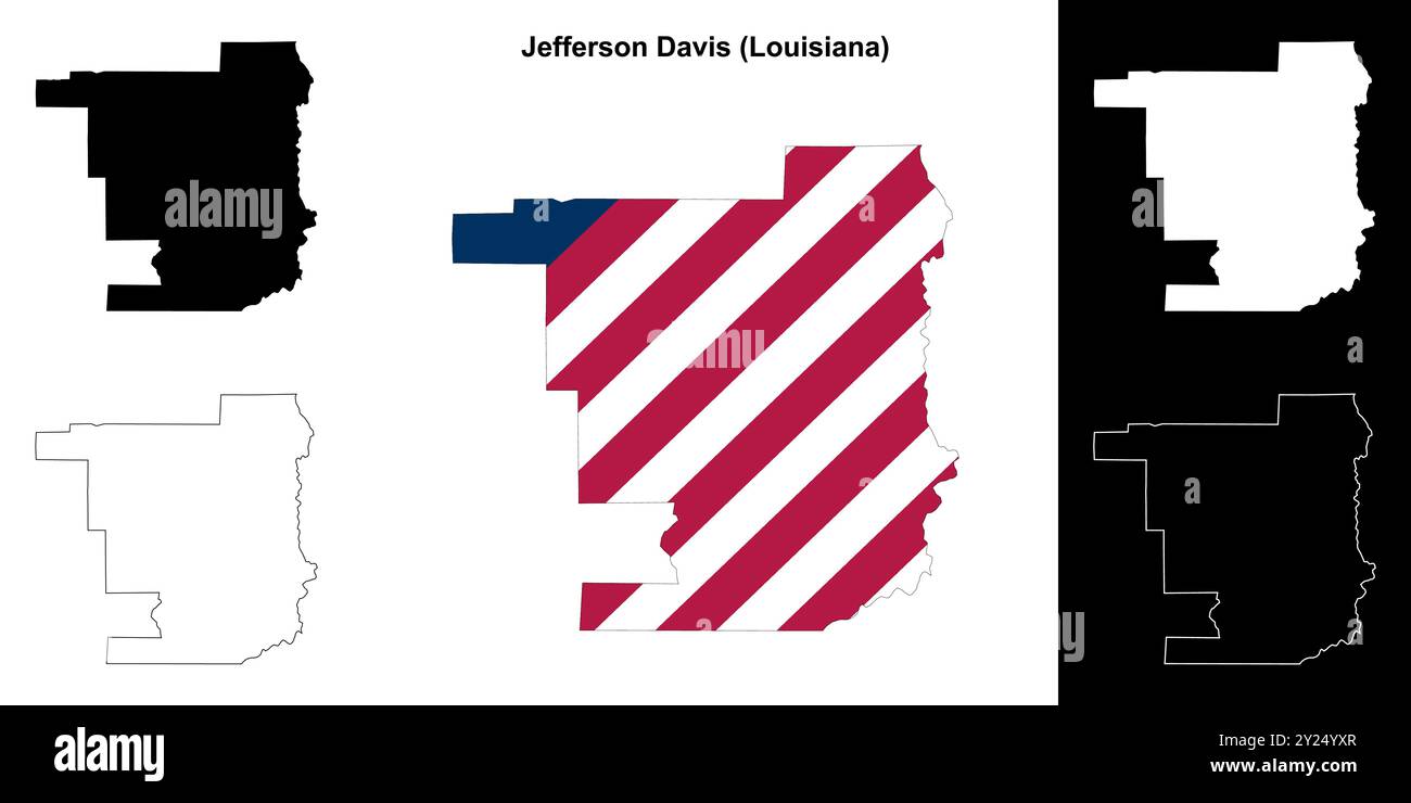 Jefferson Davis Parish (Louisiana) outline map set Stock Vector Image ...