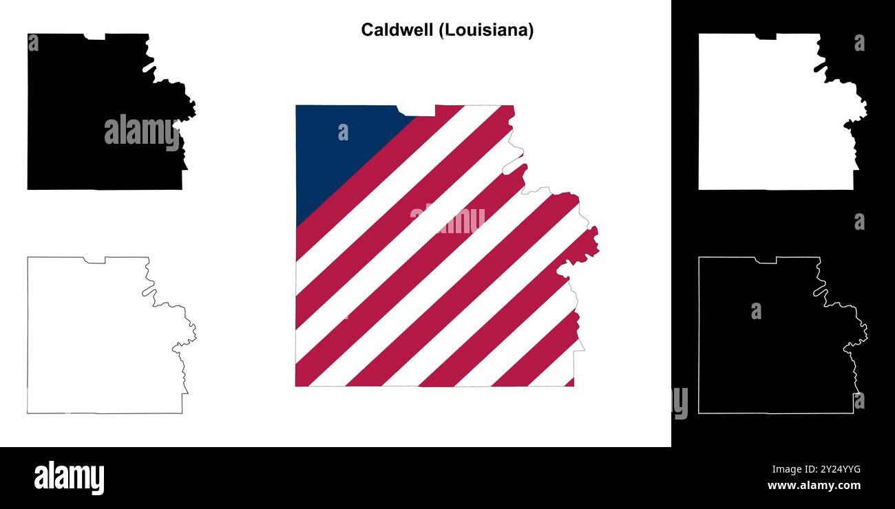 Caldwell Parish (Louisiana) outline map set Stock Vector Image & Art ...