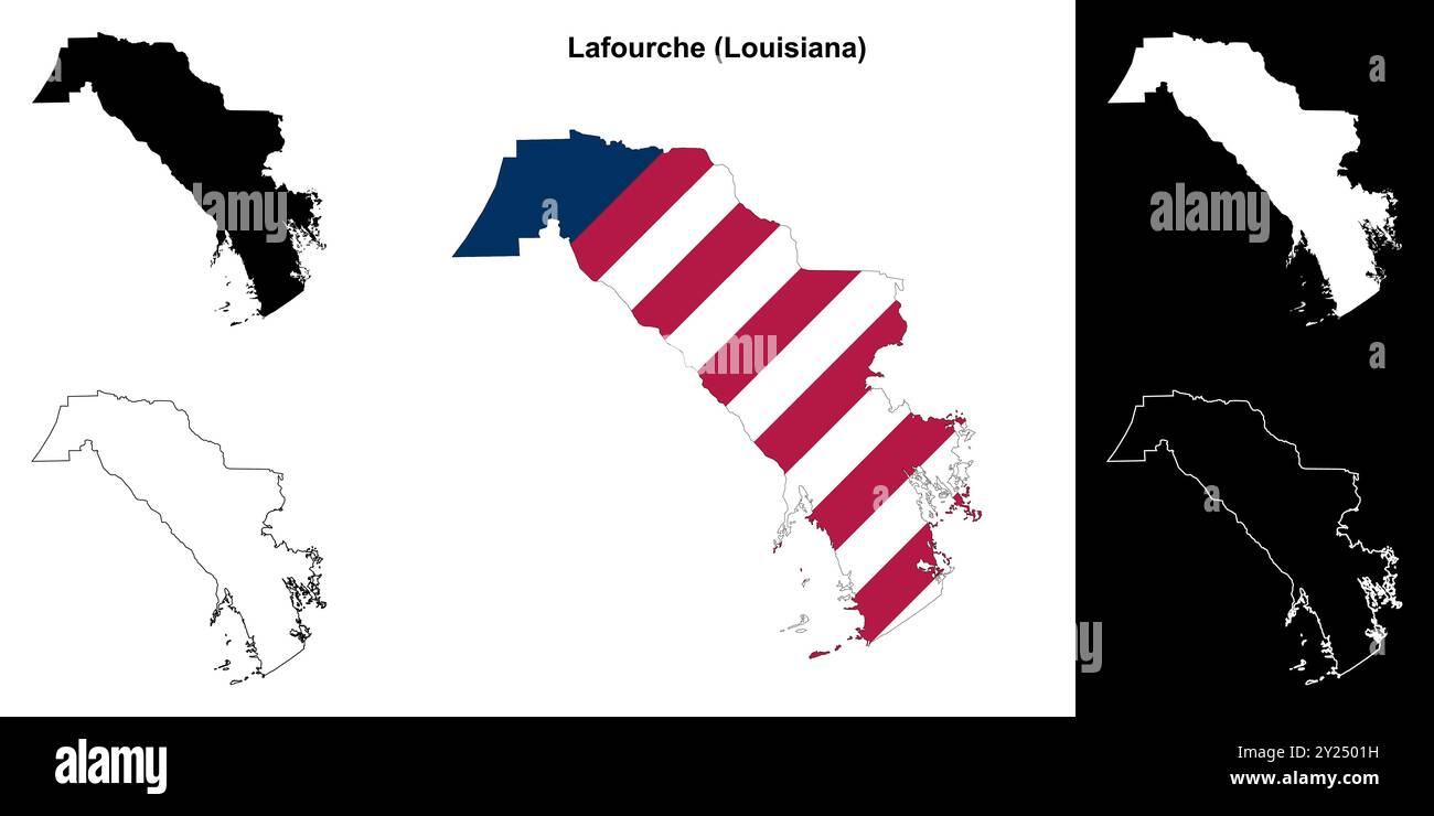 Lafourche Parish (Louisiana) outline map set Stock Vector Image & Art ...