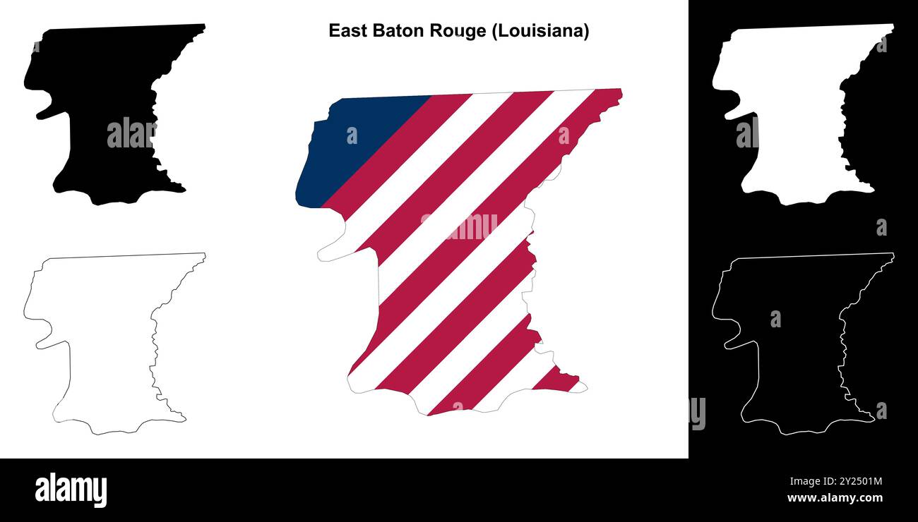 East Baton Rouge Parish (Louisiana) outline map set Stock Vector Image ...