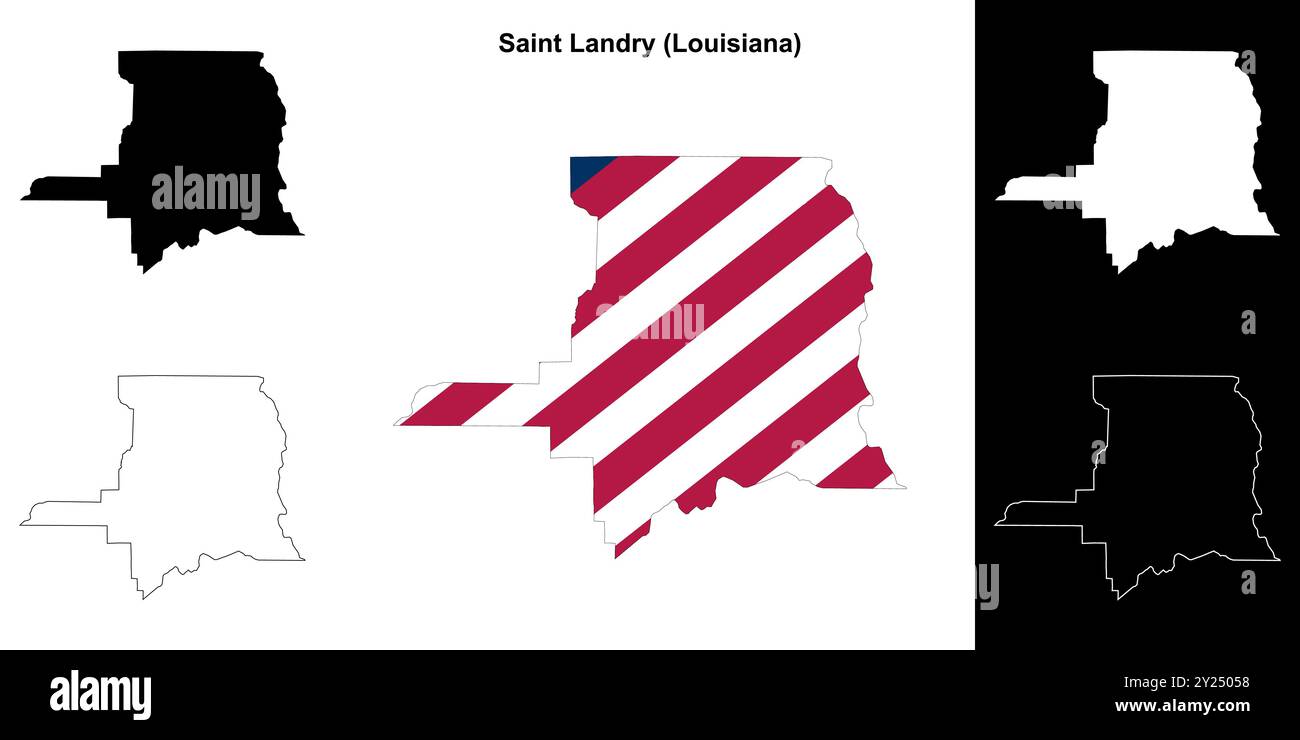 Saint Landry Parish (Louisiana) outline map set Stock Vector Image ...