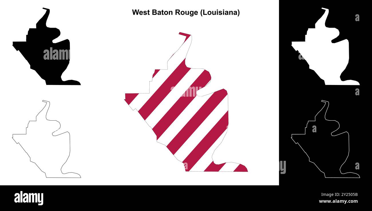 West Baton Rouge Parish (Louisiana) outline map set Stock Vector Image ...