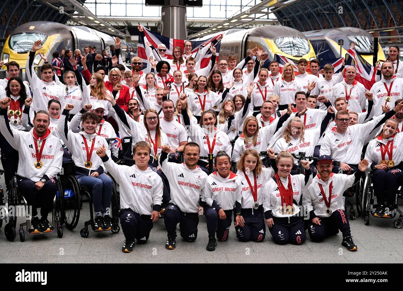 Team ParalympicsGB pose for photographs after arriving by Eurostar into ...