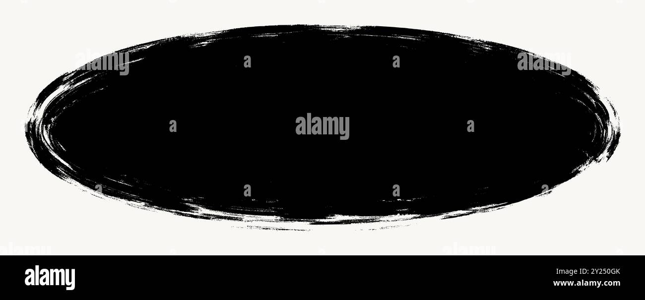 Grunge black vintage oval paint stain silhouette with torn edges. Rough ...