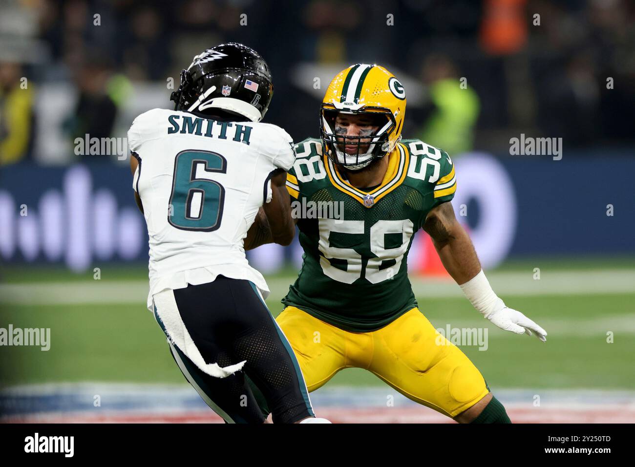 Green Bay Packers Isaiah Mcduffie (58) defends against the Philadelphia ...