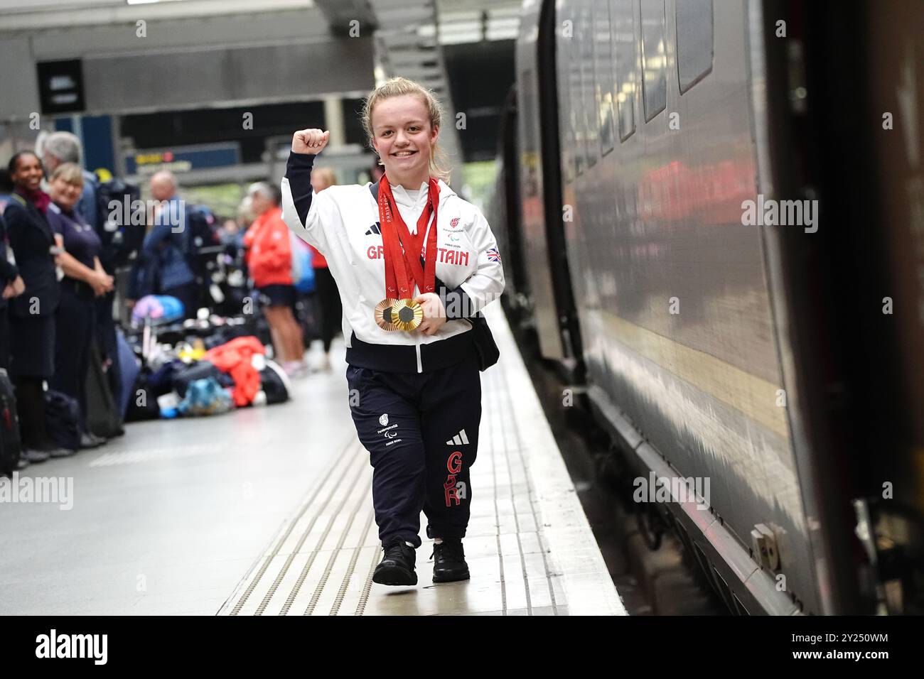 Great Britain's Maisie Summers-Newton arrives by Eurostar into London ...
