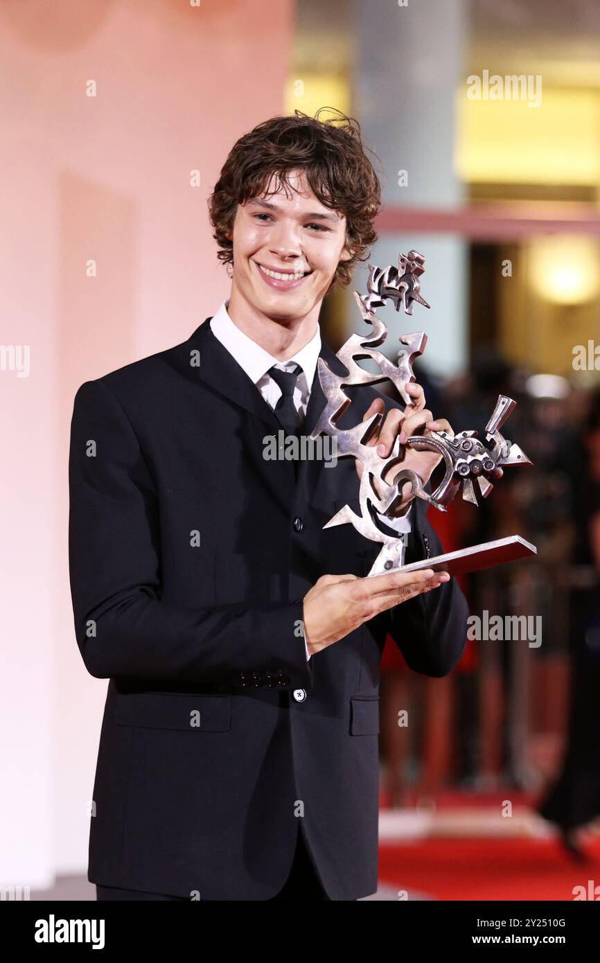 Italy, Lido di Venezia, September 07, 2024: Paul Kircher poses with the ...