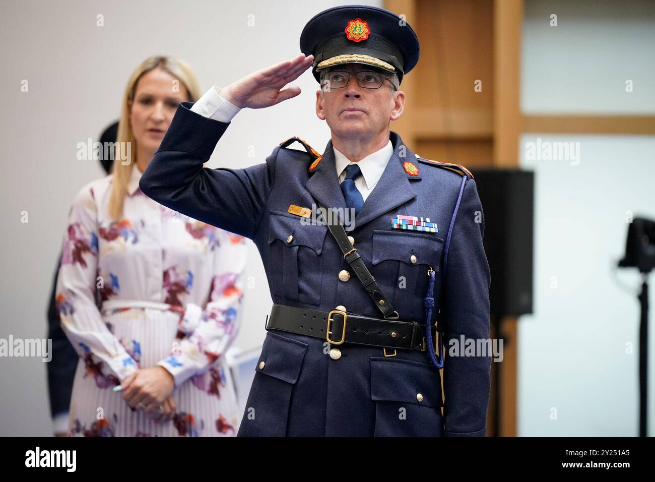 Garda Commissioner Drew Harris speaking during a ceremony to award ...