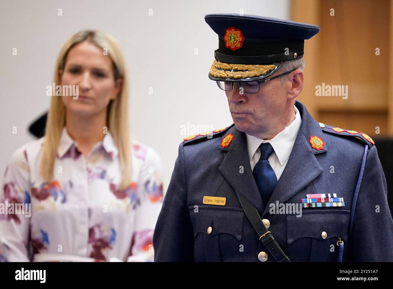 Garda Commissioner Drew Harris speaking during a ceremony to award ...
