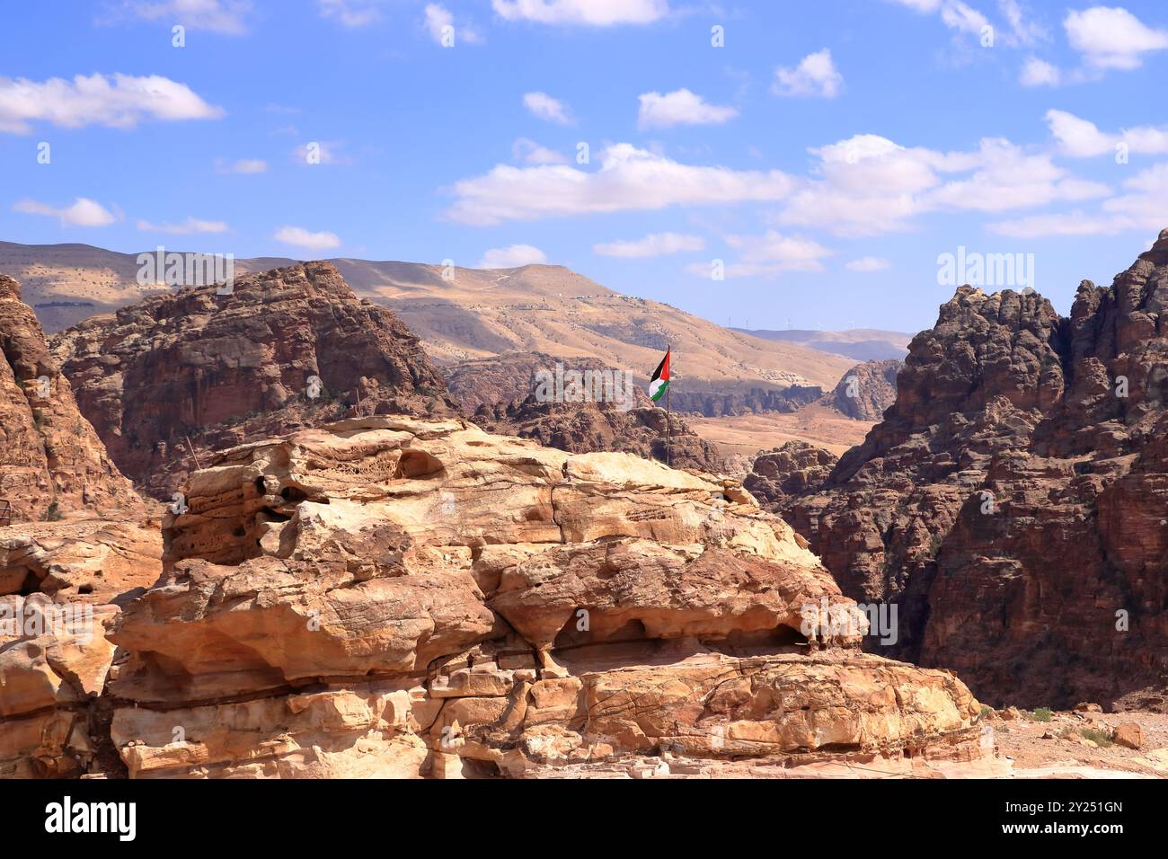 Scenic landscape view from the Ad-Deir Trail Monastery Route in the ...