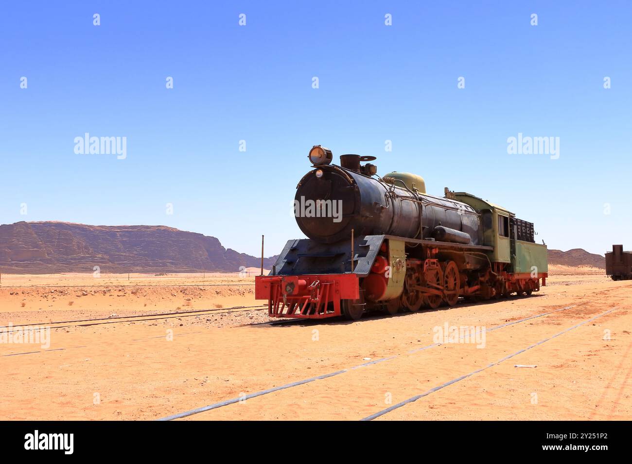 Locomotive train in Wadi Rum desert in Jordan Stock Photo - Alamy