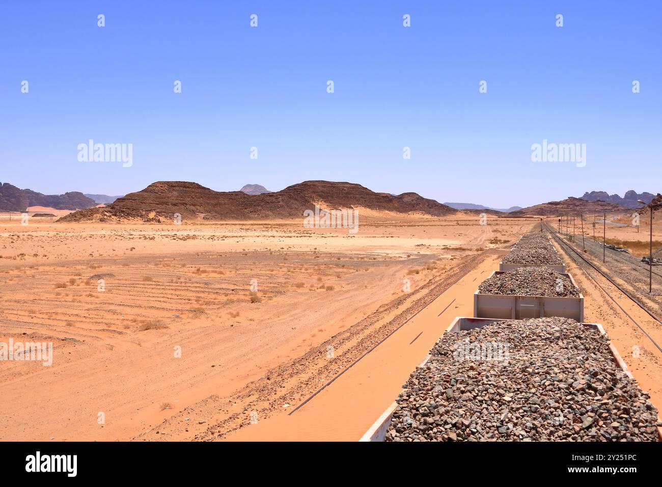 Locomotive train in Wadi Rum desert in Jordan Stock Photo - Alamy