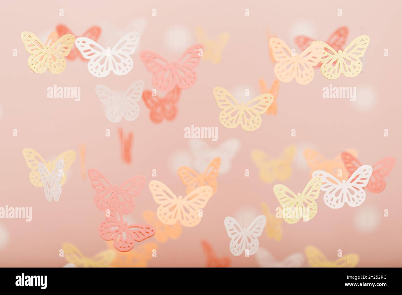 Abstract Dreamy Pink Background with Butterfly Stock Photo - Alamy