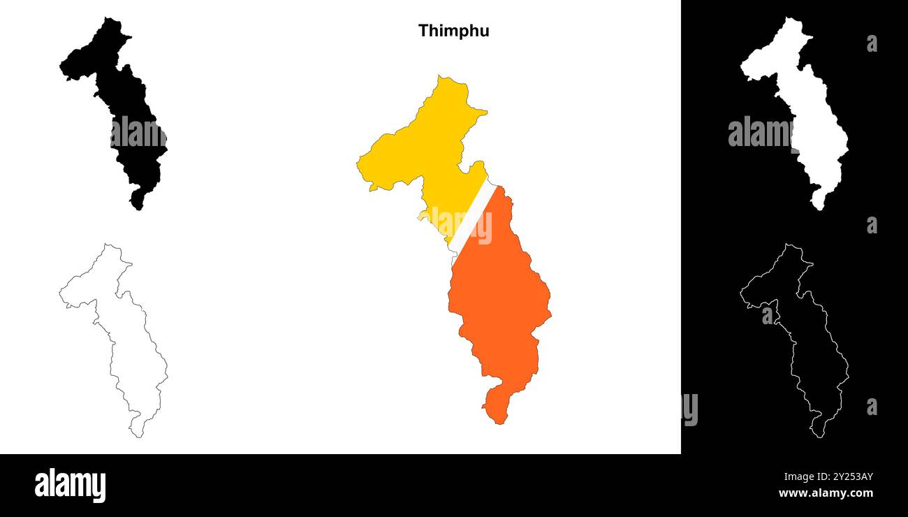 Thimphu district outline map set Stock Vector Image & Art - Alamy