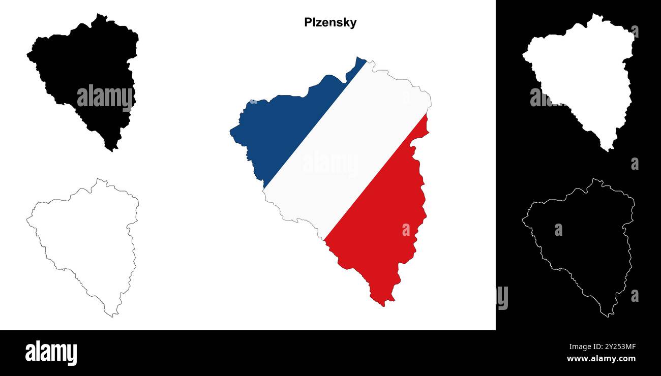 Plzensky region outline map set Stock Vector Image & Art - Alamy