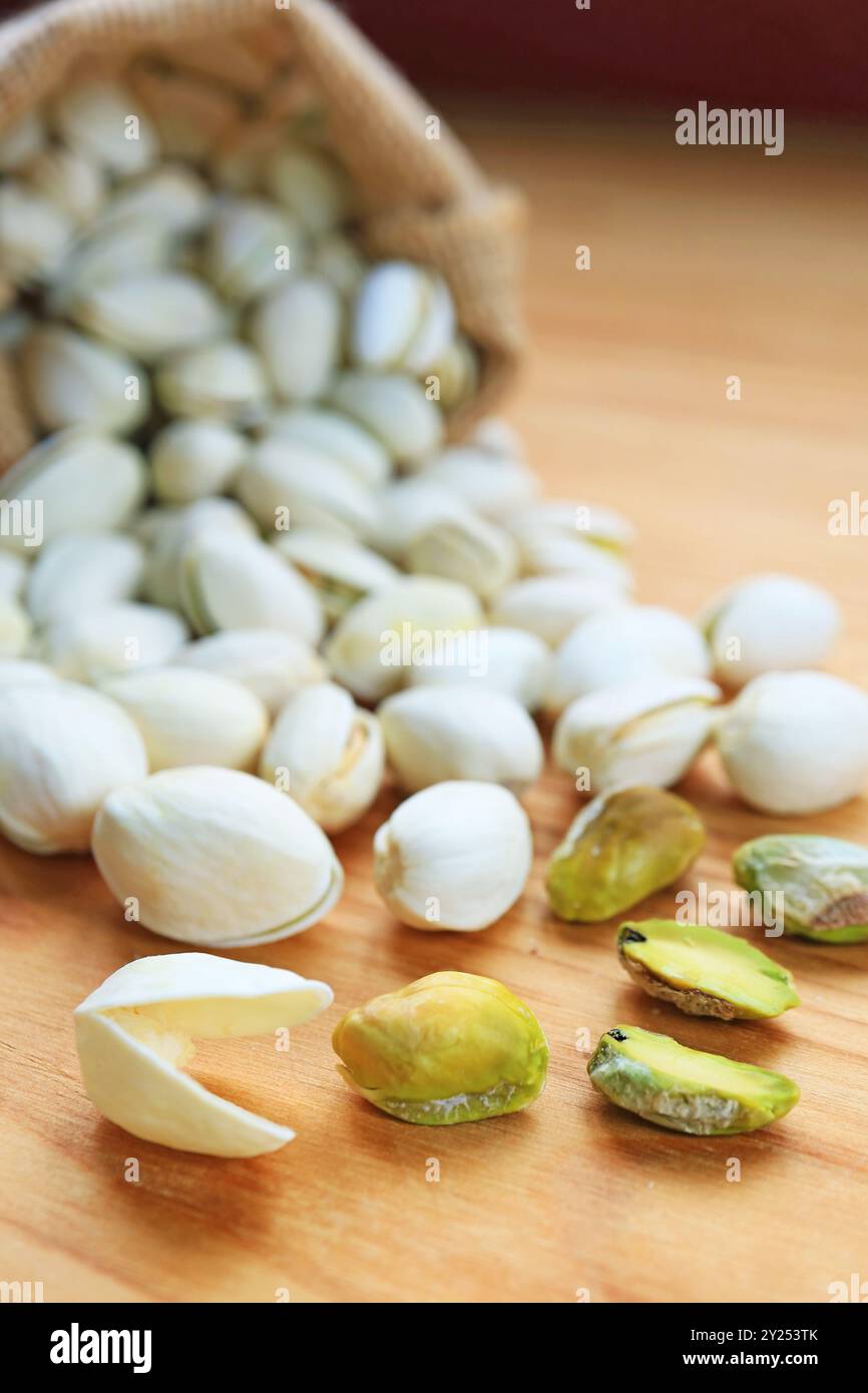 Closeup of Roasted Pistachio Flesh and Shell, a Fruit (Drupe) High in ...