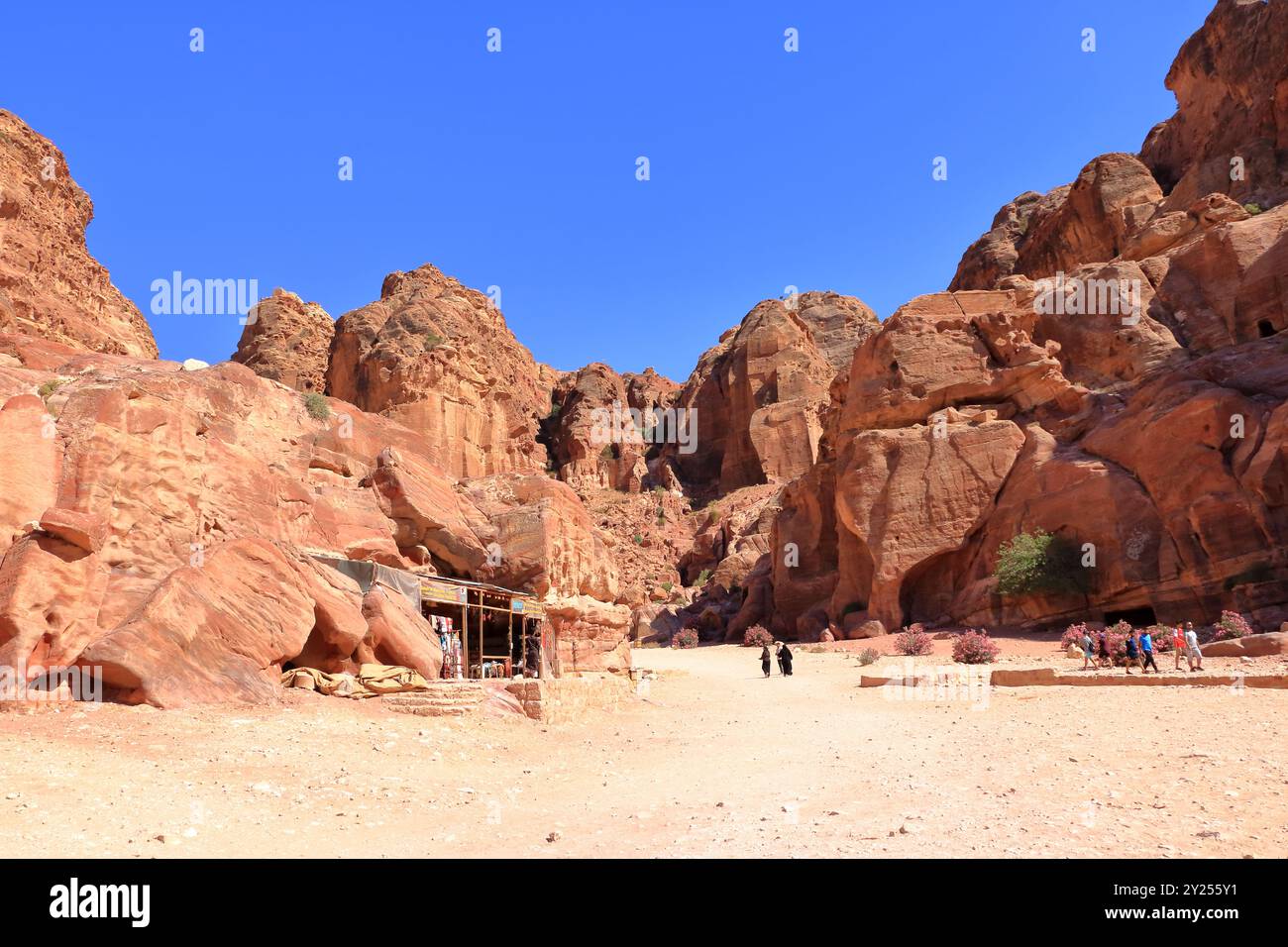 Petra, Wadi Musa in Jordan - May 13 2024: people walk trough the ...