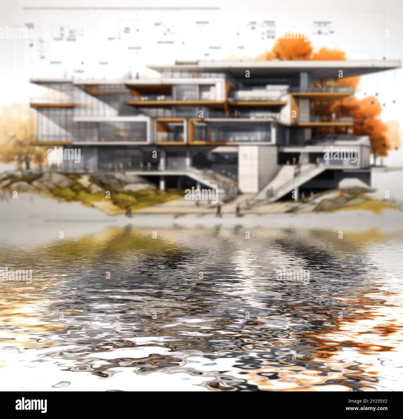 Abstract defocused Architecture Blueprint.Design of a contemporary ...