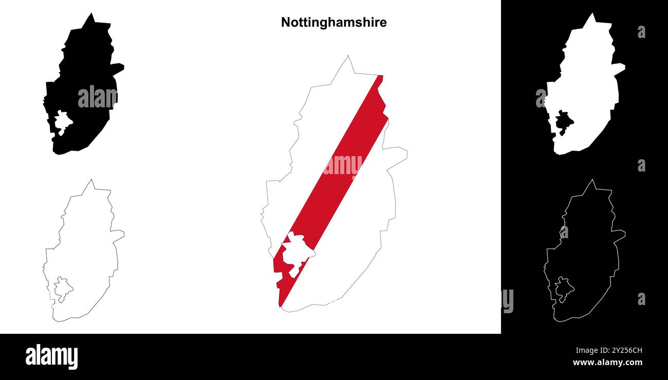 Nottinghamshire blank outline map set Stock Vector Image & Art - Alamy