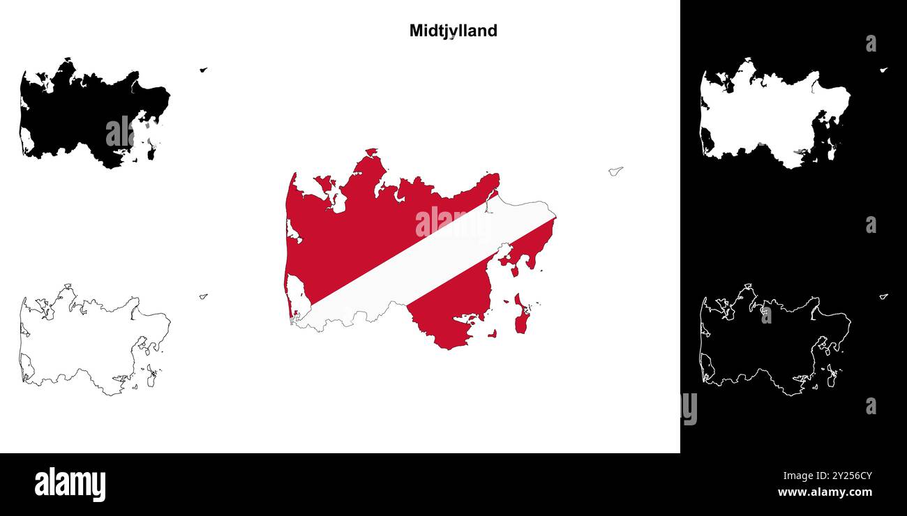 Midtjylland region outline map set Stock Vector Image & Art - Alamy