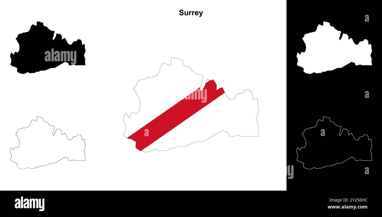 Surrey blank outline map set Stock Vector Image & Art - Alamy