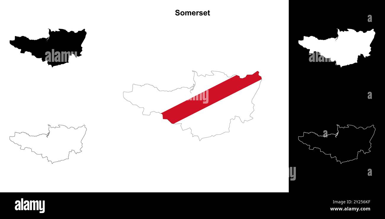 Somerset blank outline map set Stock Vector Image & Art - Alamy