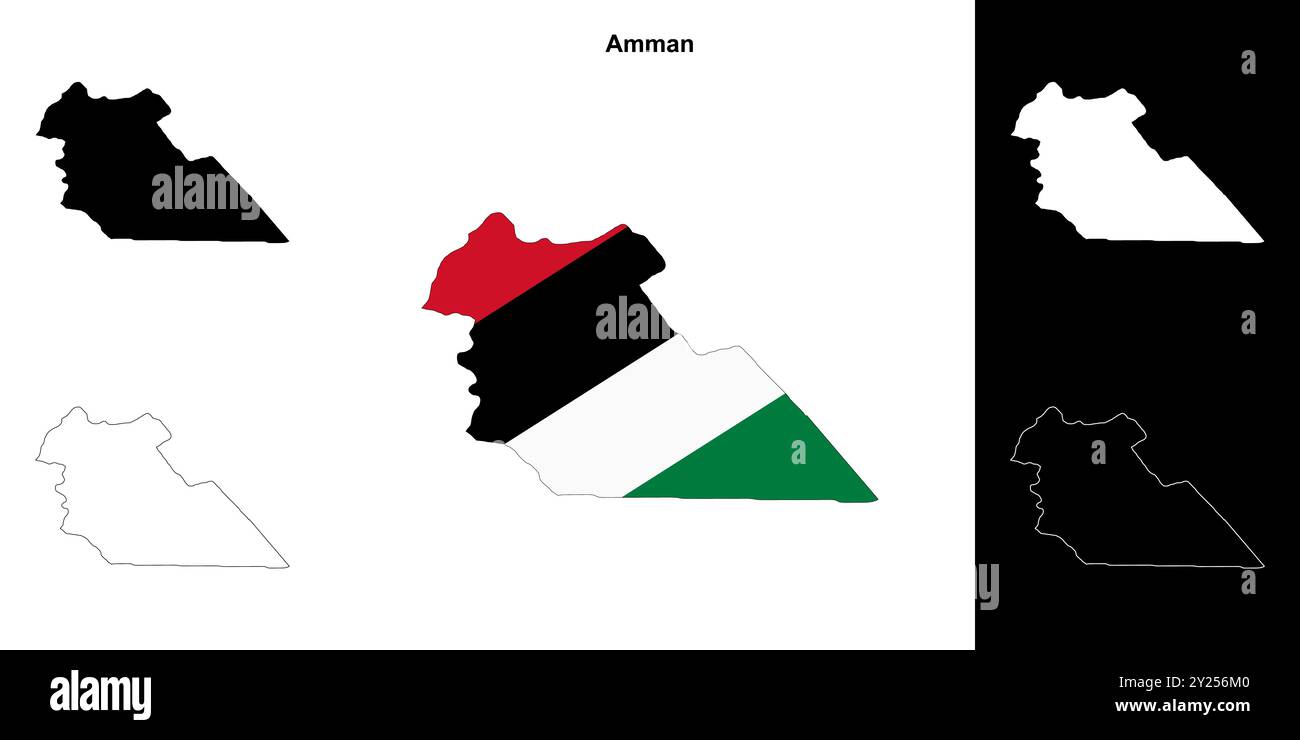Amman vector outline map hi-res stock photography and images - Alamy