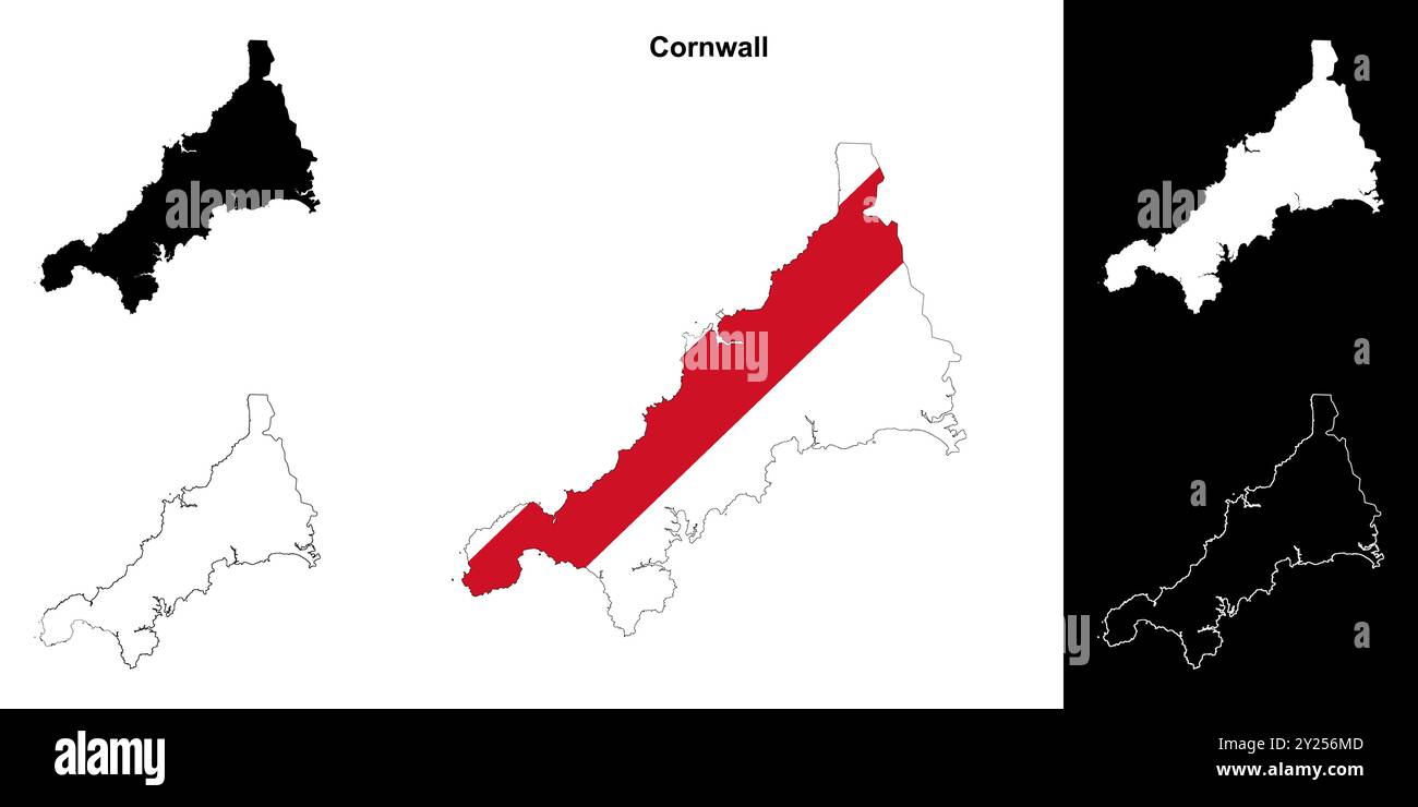 Map of cornwall vector hi-res stock photography and images - Alamy