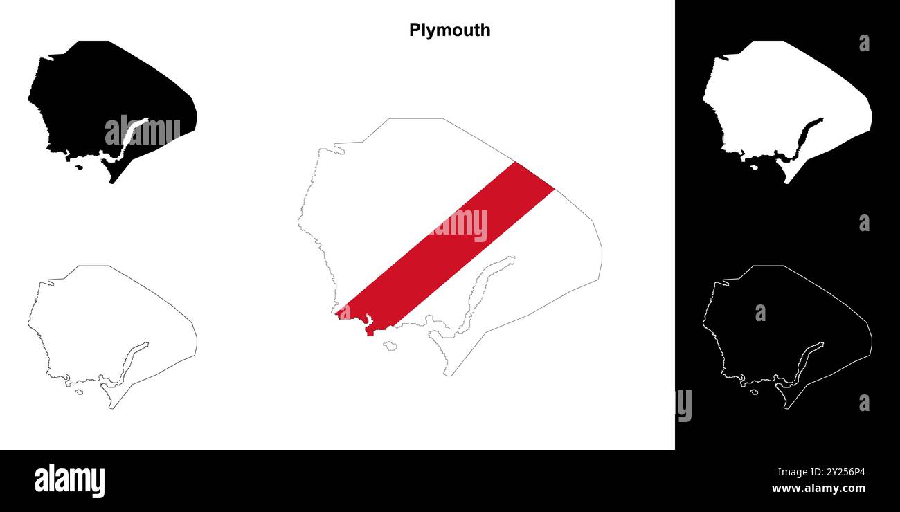 Plymouth blank outline map set Stock Vector Image & Art - Alamy