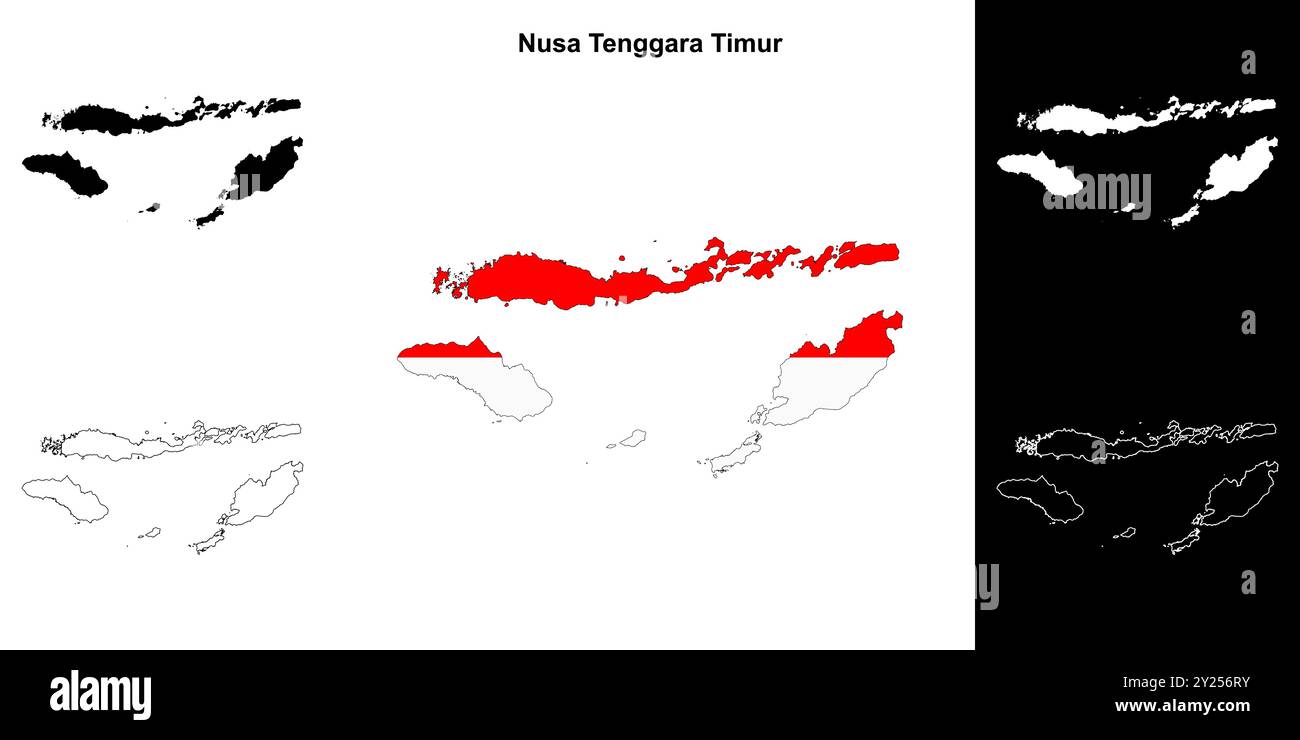Nusa Tenggara Timur province outline map set Stock Vector Image & Art ...