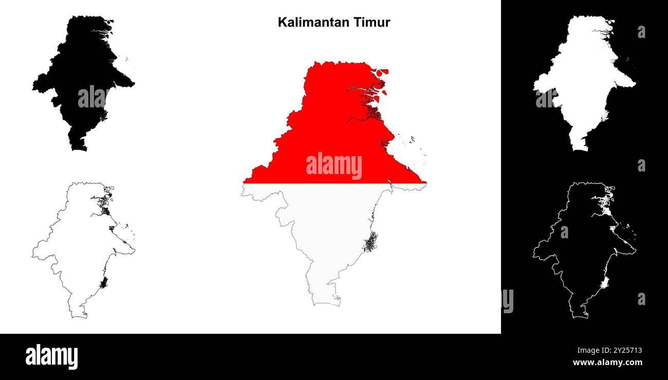Kalimantan Timur province outline map set Stock Vector Image & Art - Alamy