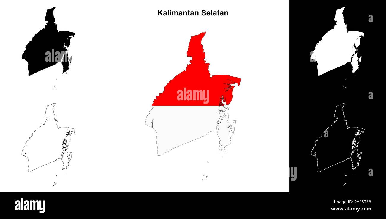 Kalimantan Selatan province outline map set Stock Vector Image & Art ...