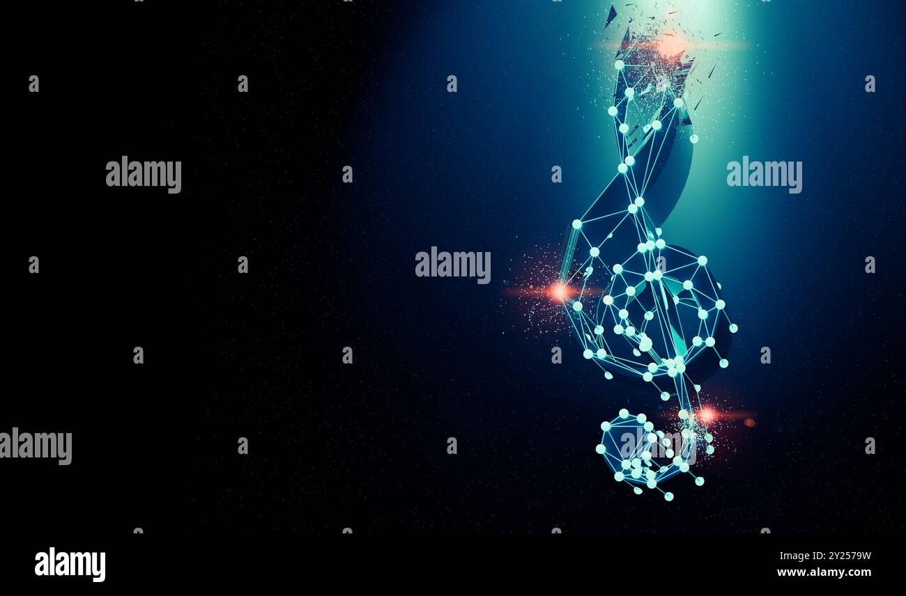 Music concept abstract background. Treble clef icon design.Networked ...
