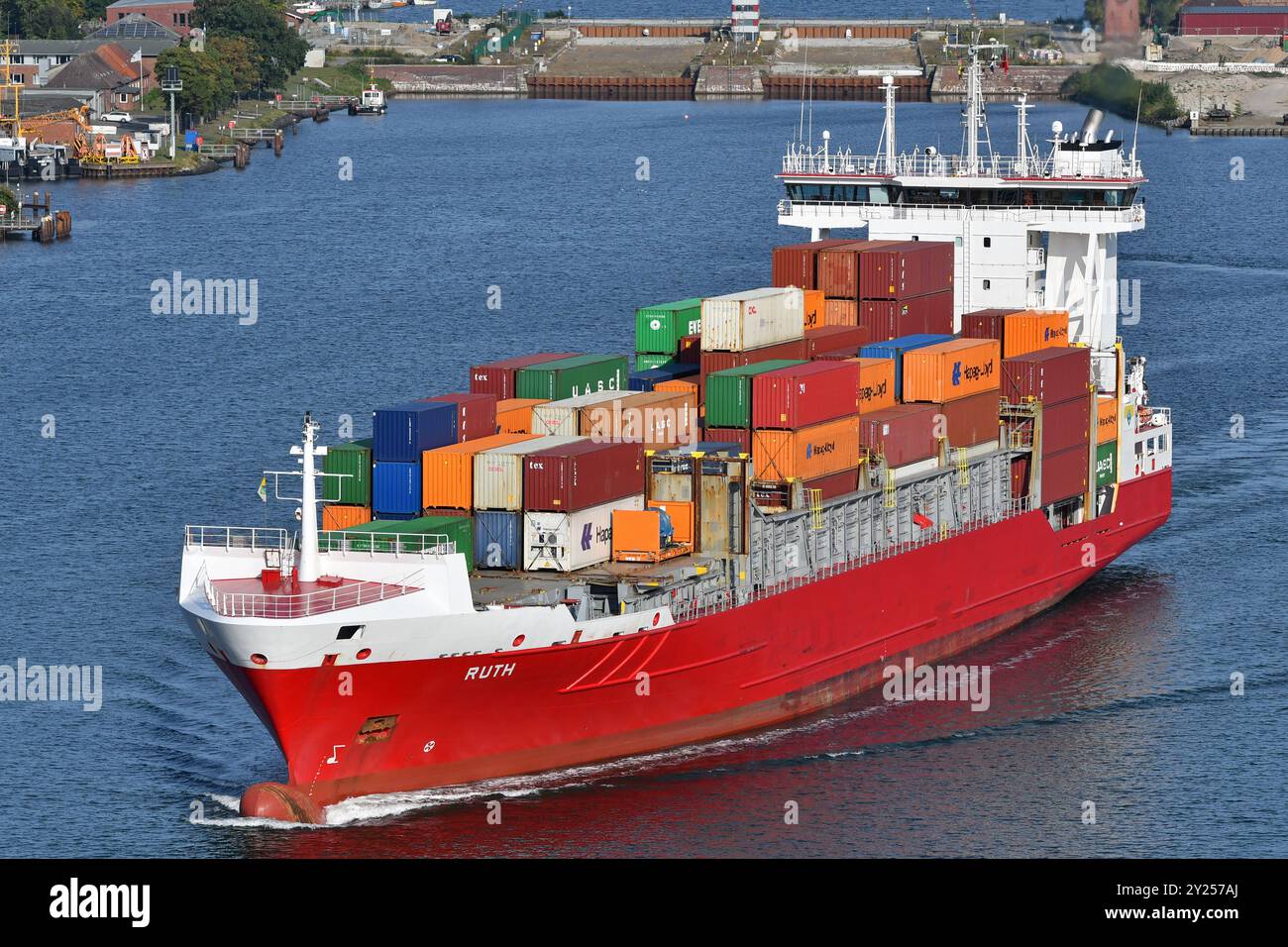 Containership RUTH passing the Kiel Canal Stock Photo - Alamy