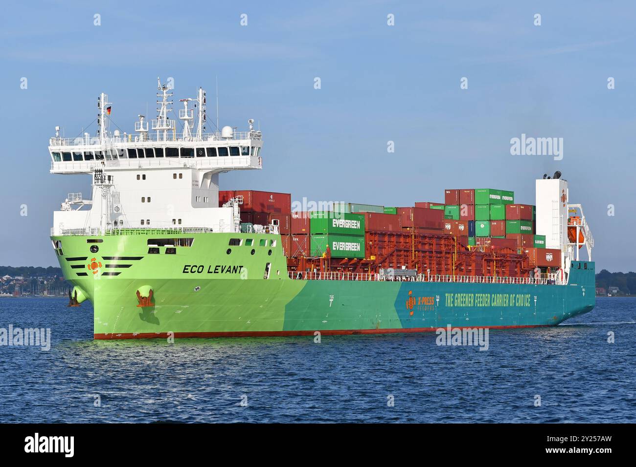 Methanol powered Containership ECO LEVANT at the Kiel Canal Stock Photo ...