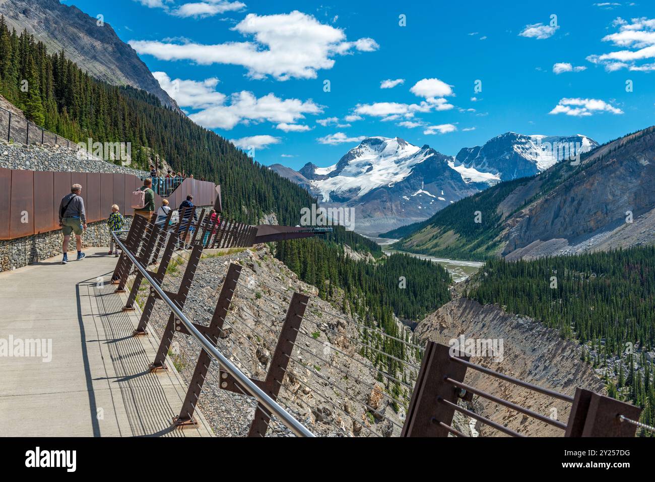 People walking to Columbia Icefield Skywalk, Jasper national park ...