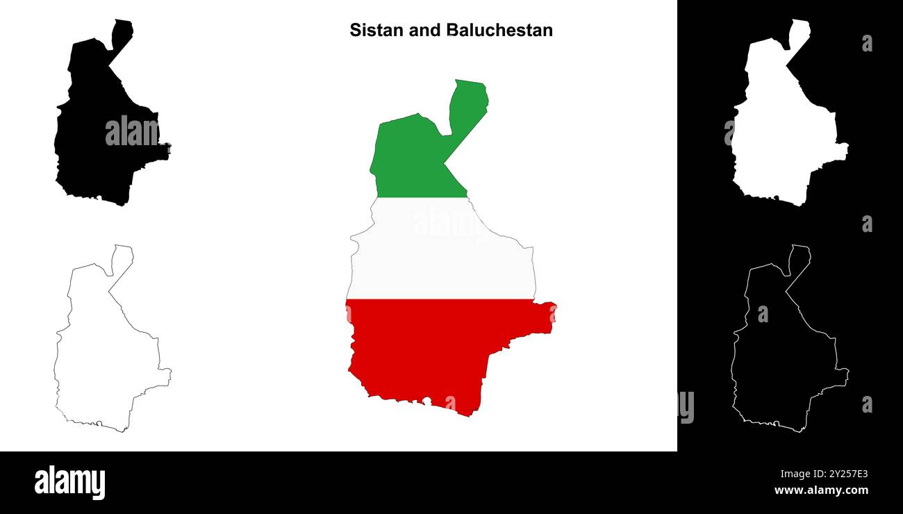 Sistan and Baluchestan province outline map set Stock Vector Image ...