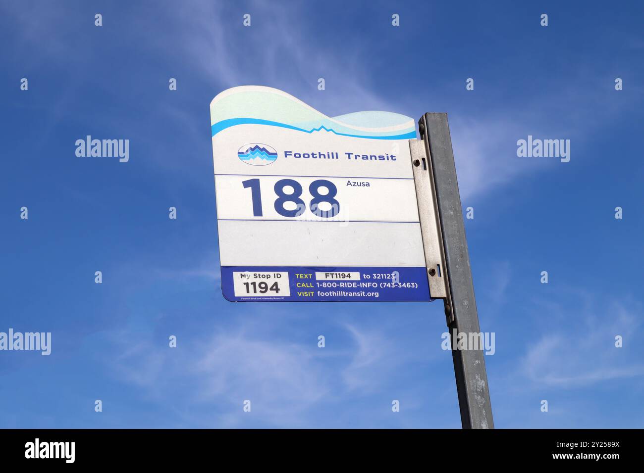 Azusa (Los Angeles County), California: Foothill Transit Bus Stop Stock ...