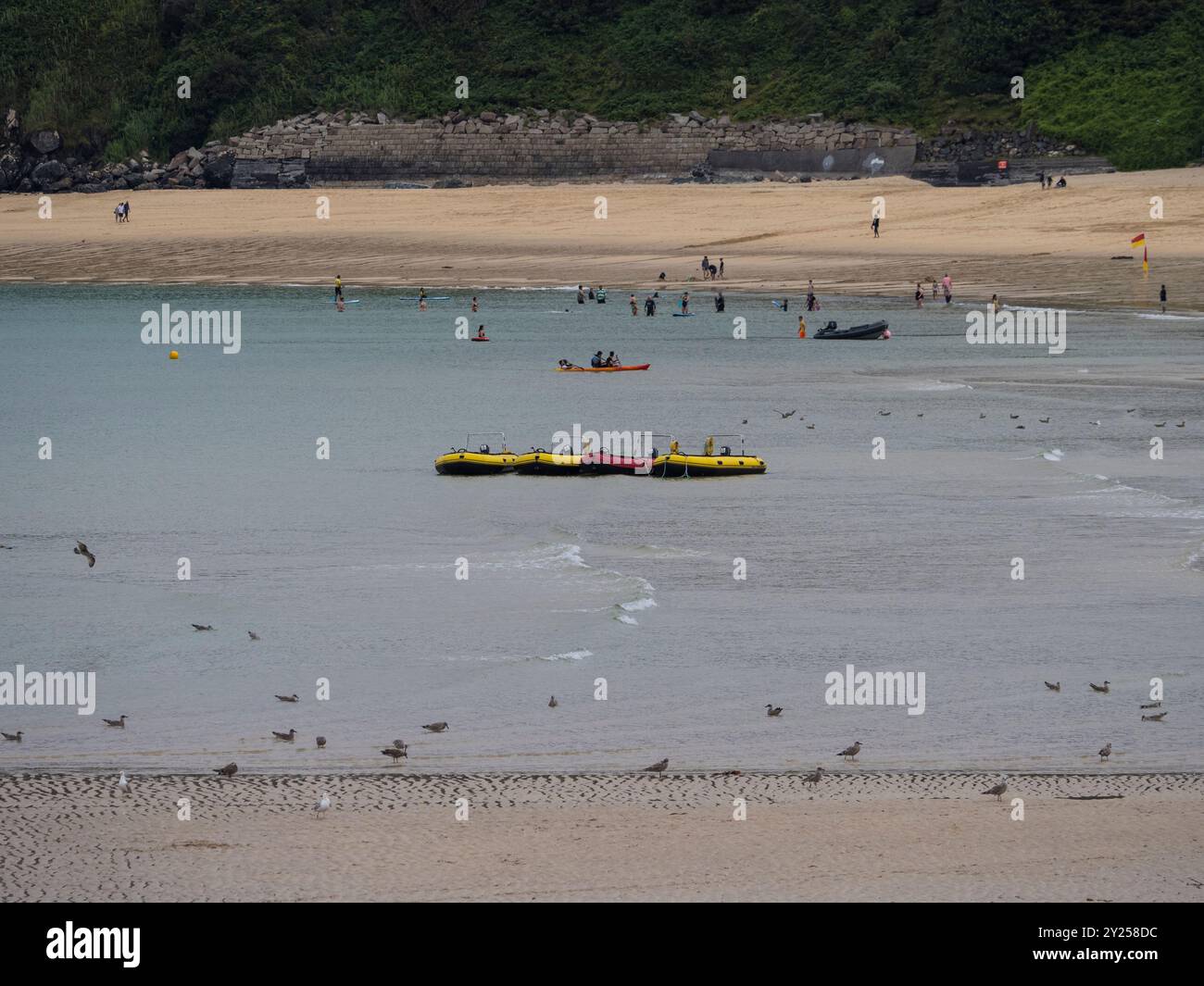 Coloured Ribs, and Porthminster Beach, St Ives, Cornwall, England, UK ...